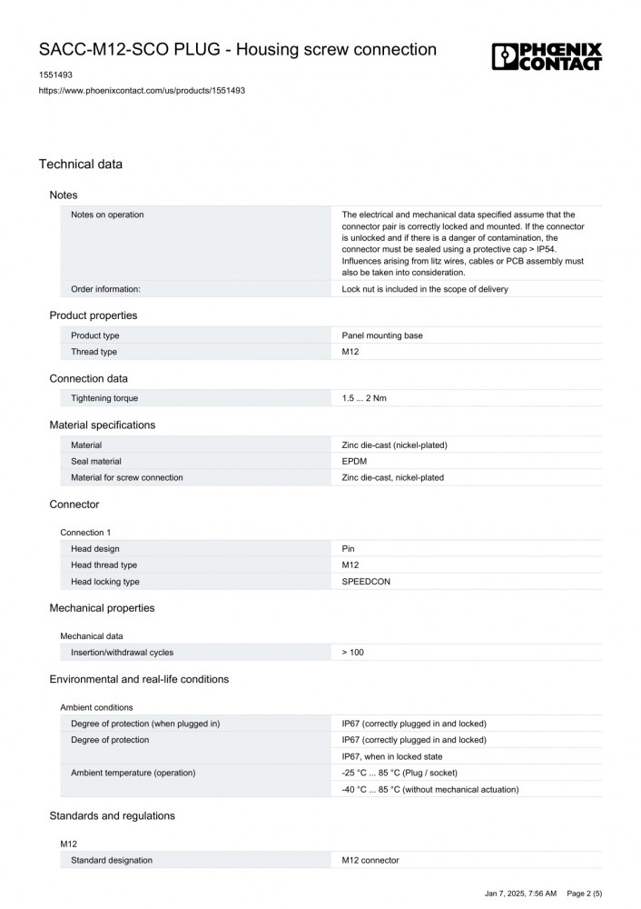 Phoenix Contact 1551493 technical document page 2