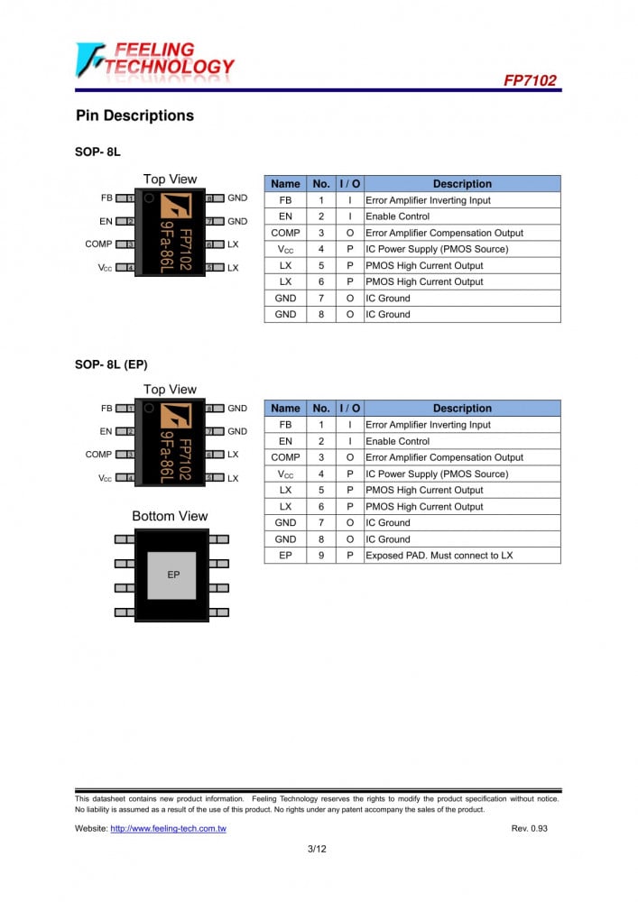 FP7102DR-LF datasheet page 3