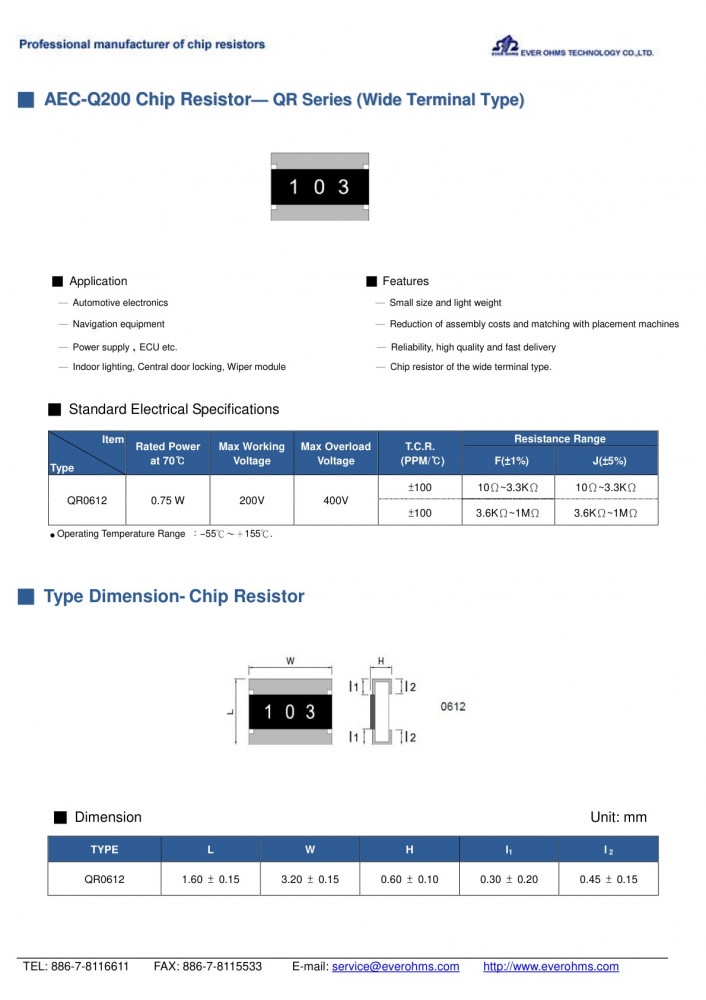 EVER OHMS QR Series datasheet page 1