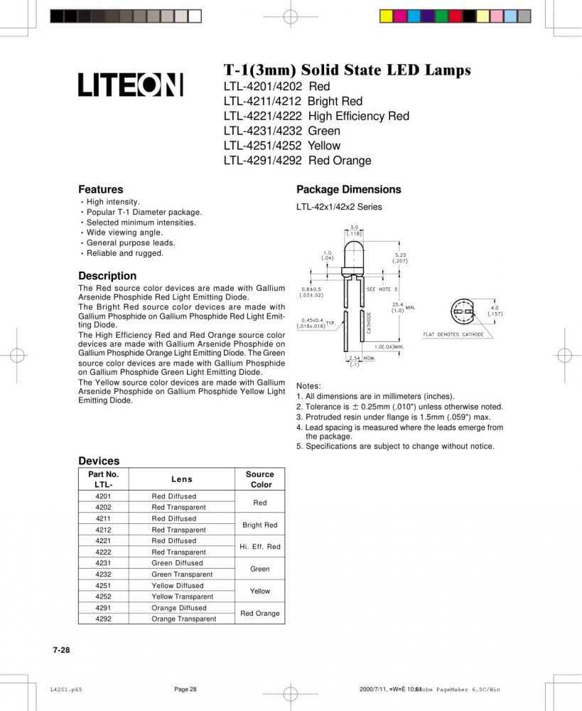 LTL-4252 datasheet page 1