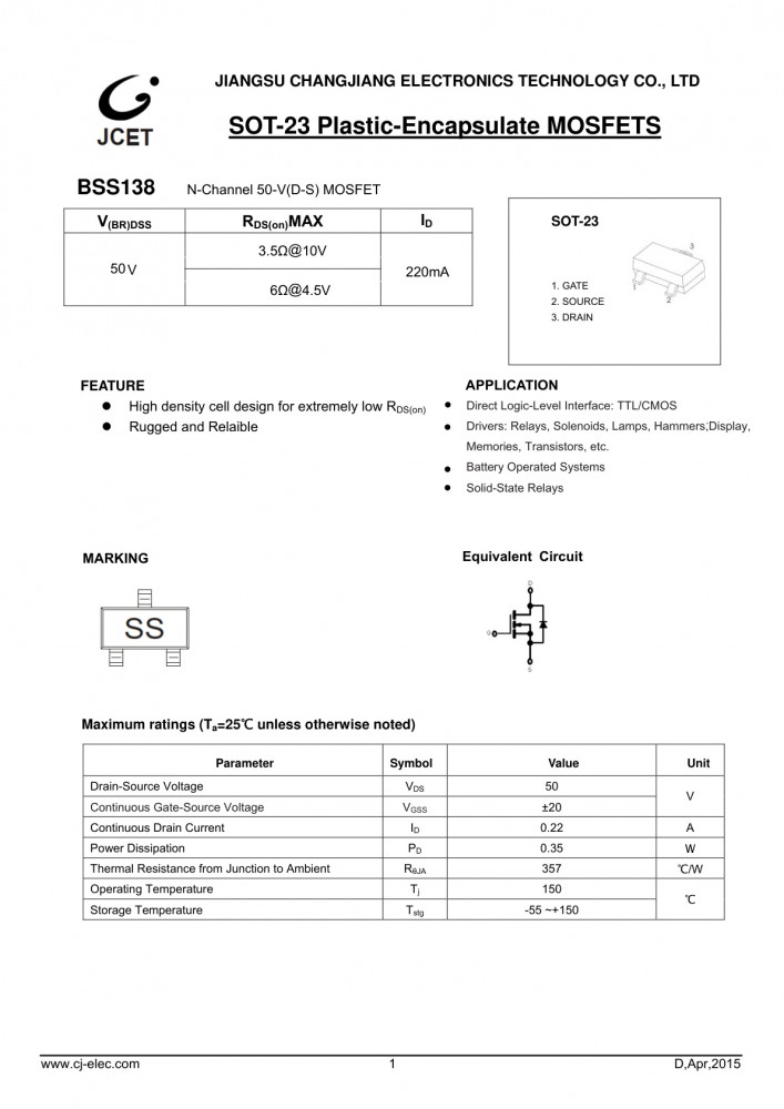 JSCJ BSS138 datasheet page 1