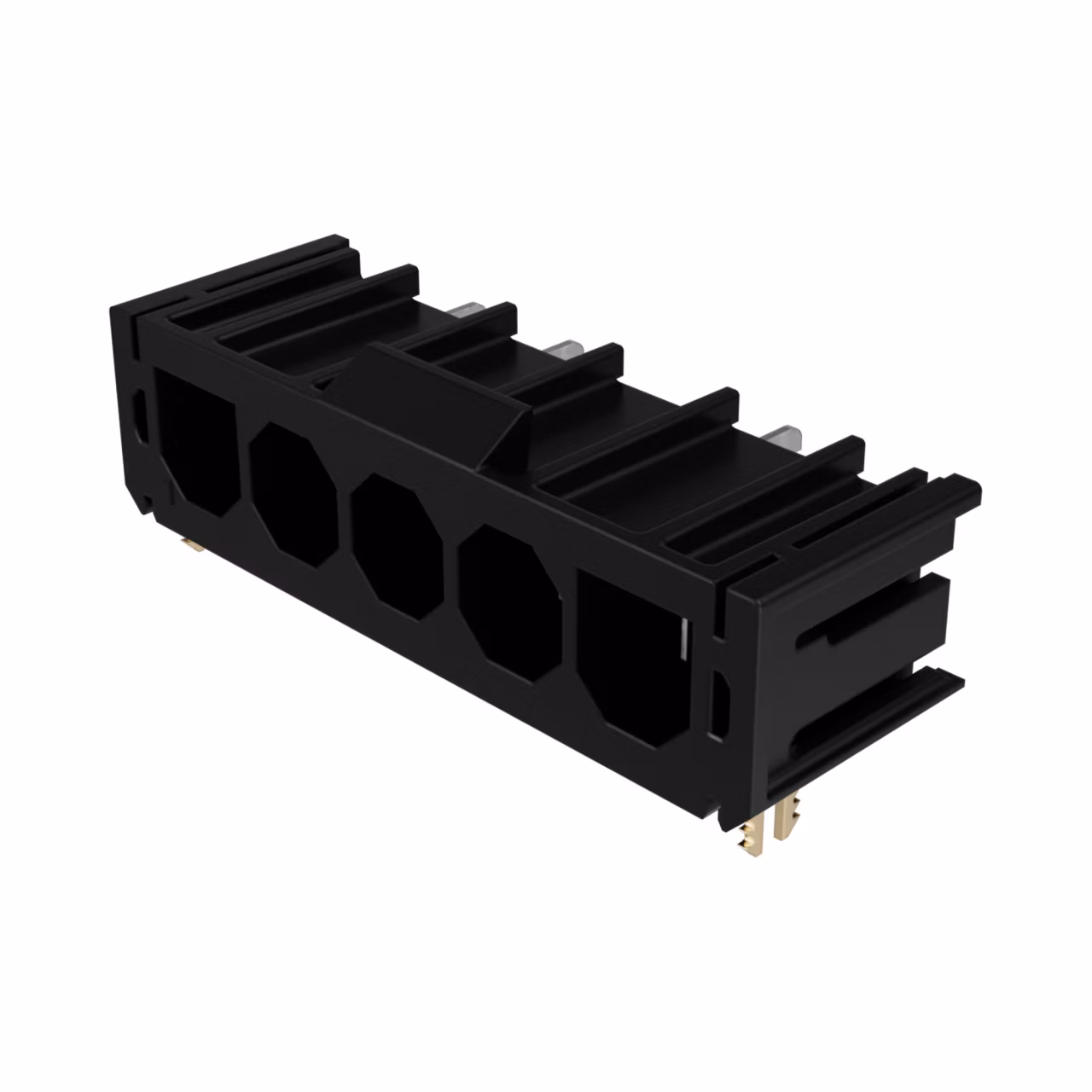 Super Sabre Right-Angle Header, 7.50mm Pitch, 5 Circuits, Circuit 3 Voided, Glow-Wire Capable, 3.81mm Tail Length, with Board Lock, Complies with UL1977 Finger Proof Standards for sale
