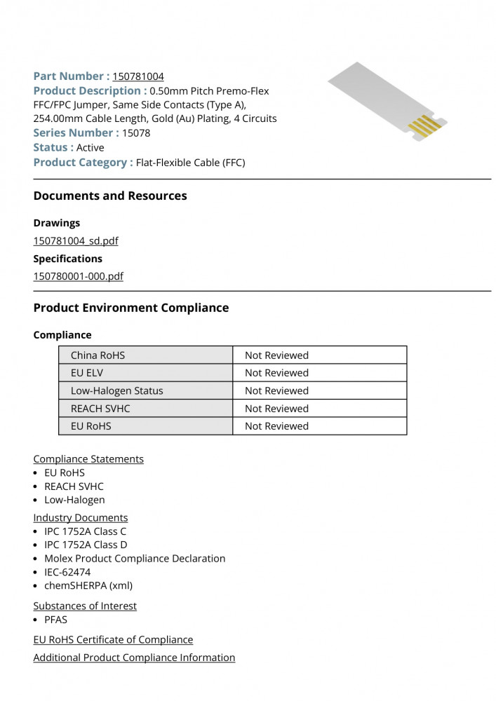 MOLEX product specification page 1