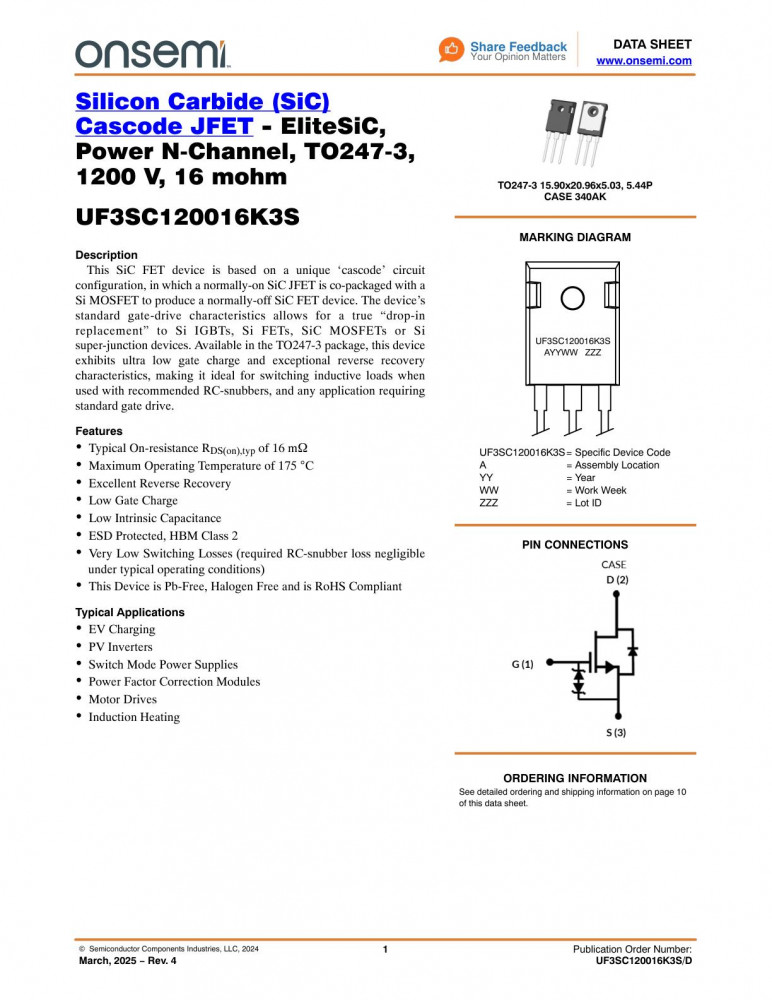 UF3SC120016K3S datasheet page 1