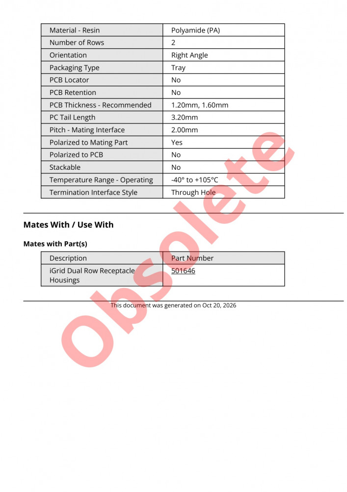 Technical document image 3 for MOLEX 5018761246
