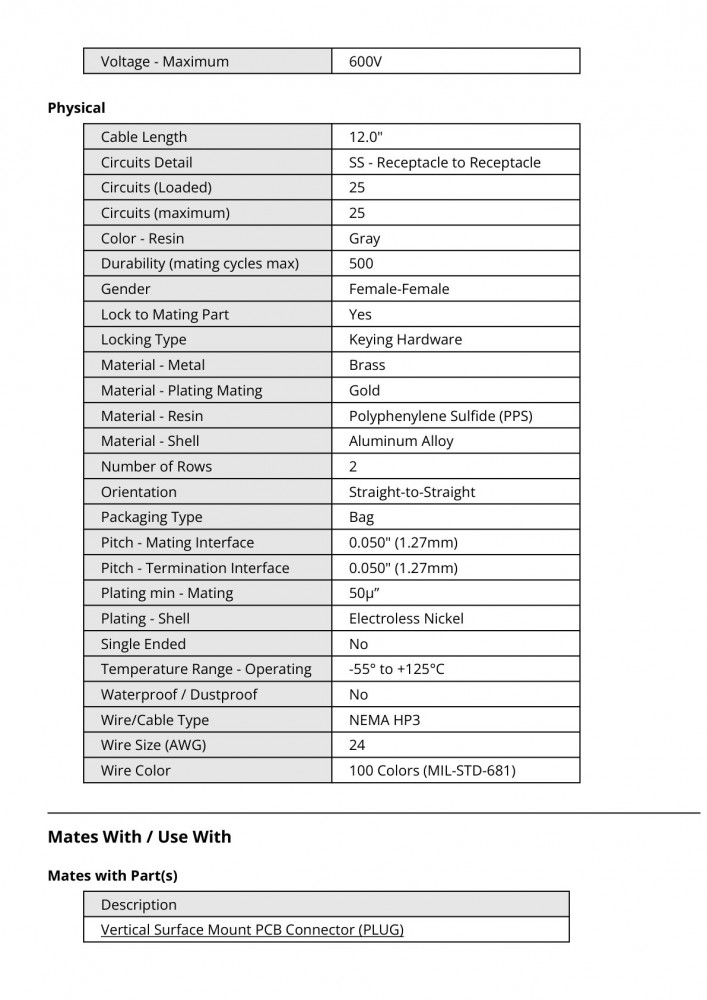 Technical document page 2 for MM-2J2-025-SS1-99WB-KS11
