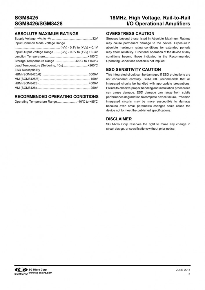 SGM8426 datasheet page 3
