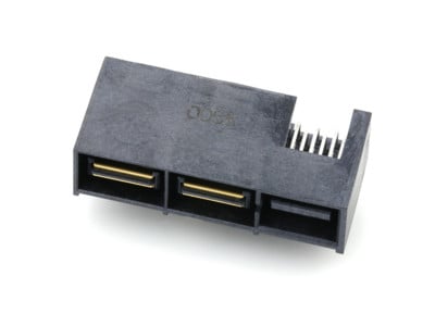 EXTreme LPHPower Plug, Right-Angle, 10 Power Contacts, 16 Signal Contacts, Select Gold (Au) Plating, for 2.36mm Thick PC Board, with Press-fit Plastic Pegs