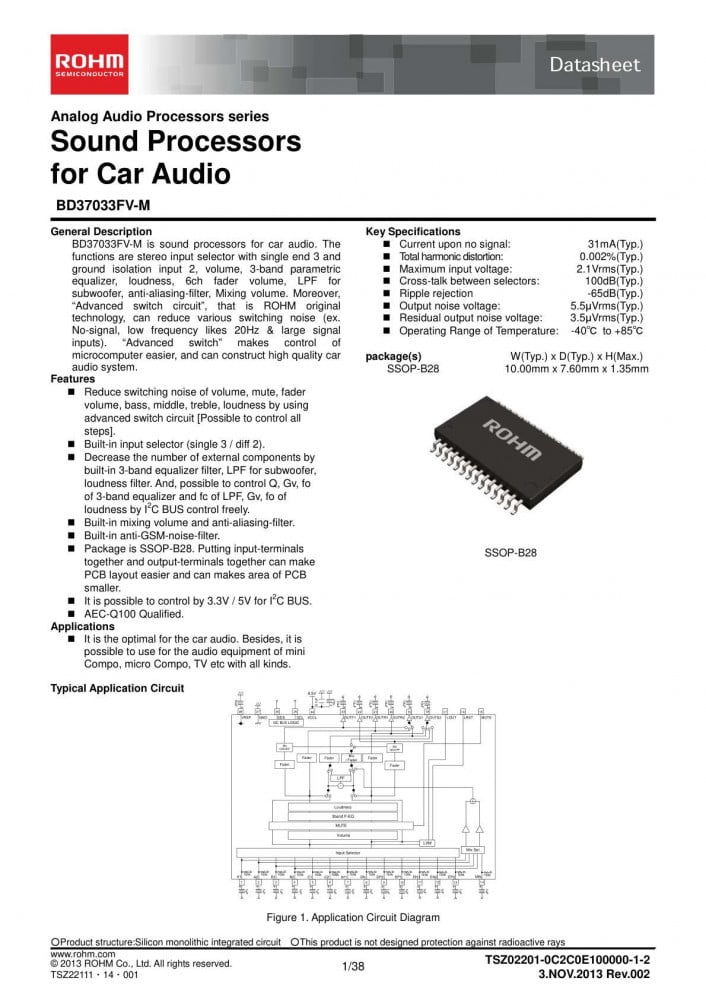 BD37033FV-ME2 datasheet page 1