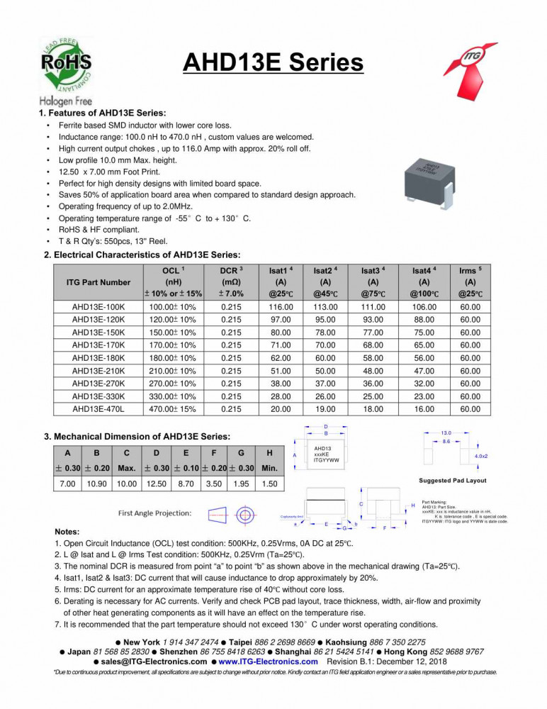 AHD13E manufacturer document page 1