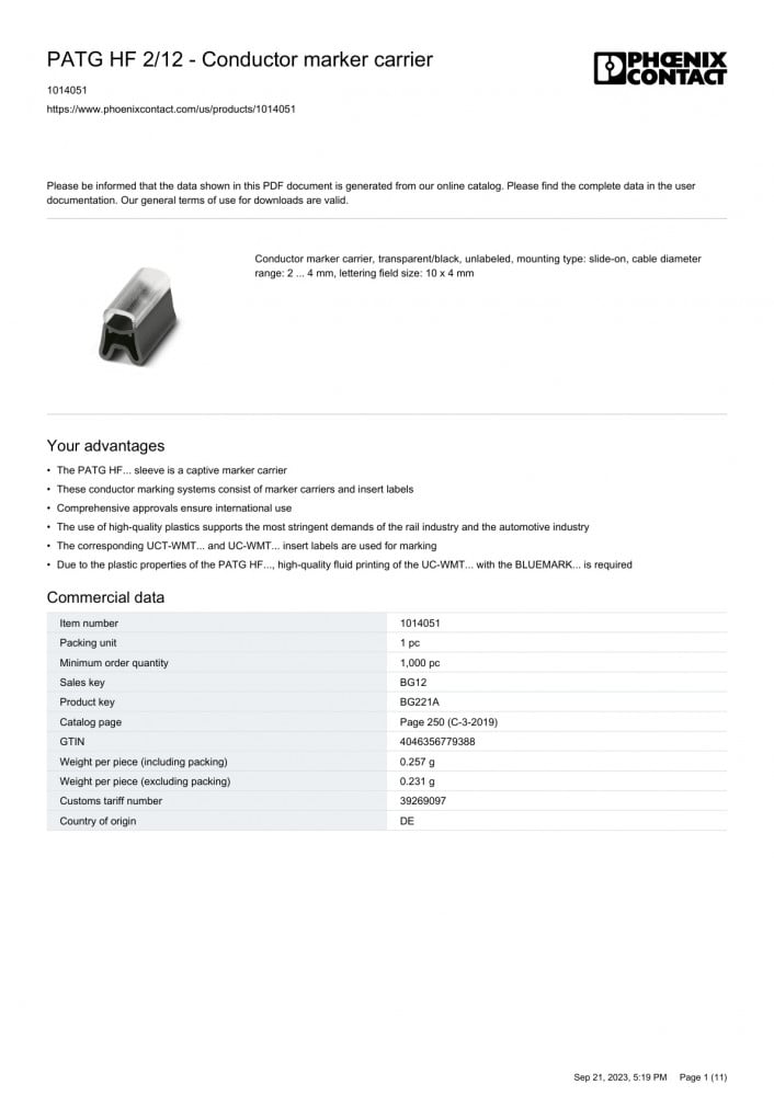 Phoenix Contact 1014051 document page 1