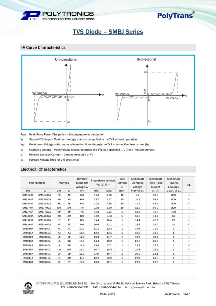 PTTC SMBJ Series datasheet page 2