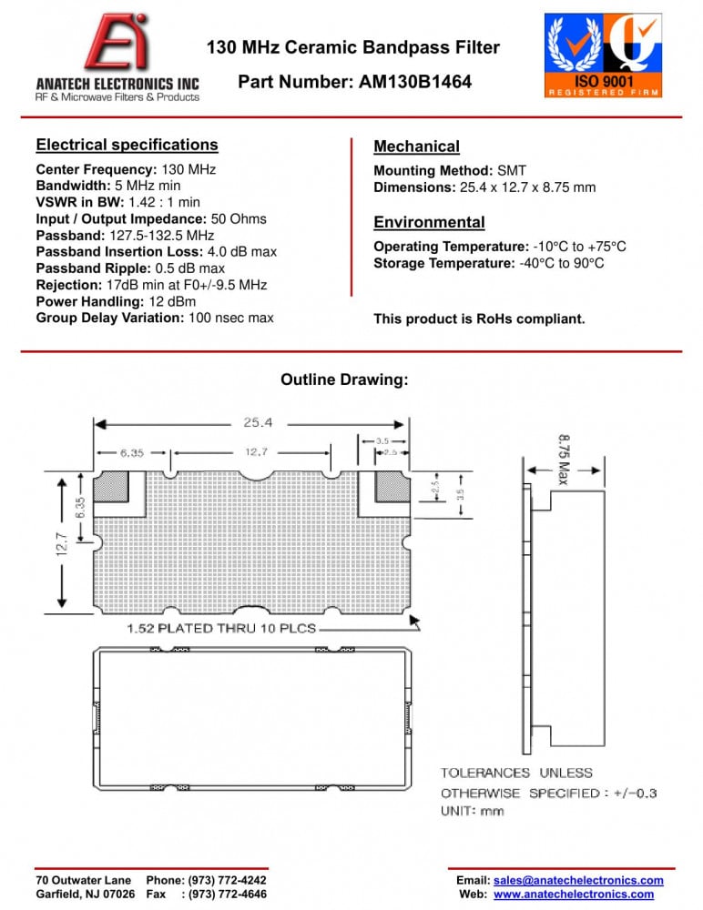 AM130B1464 technical document page