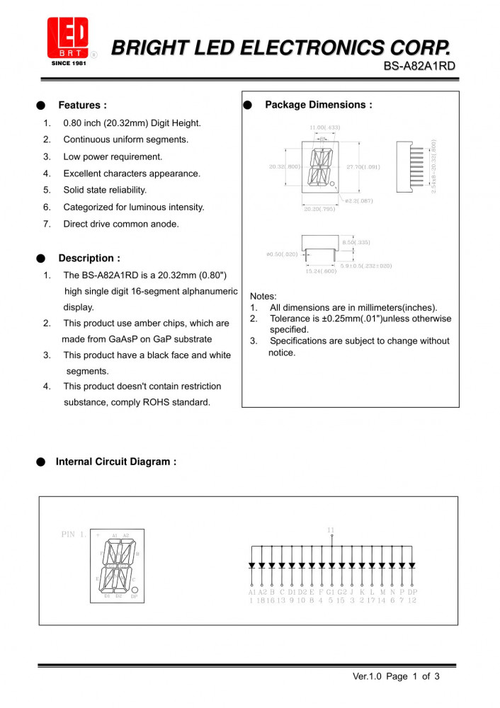 BS-A82A1RD technical document page 1