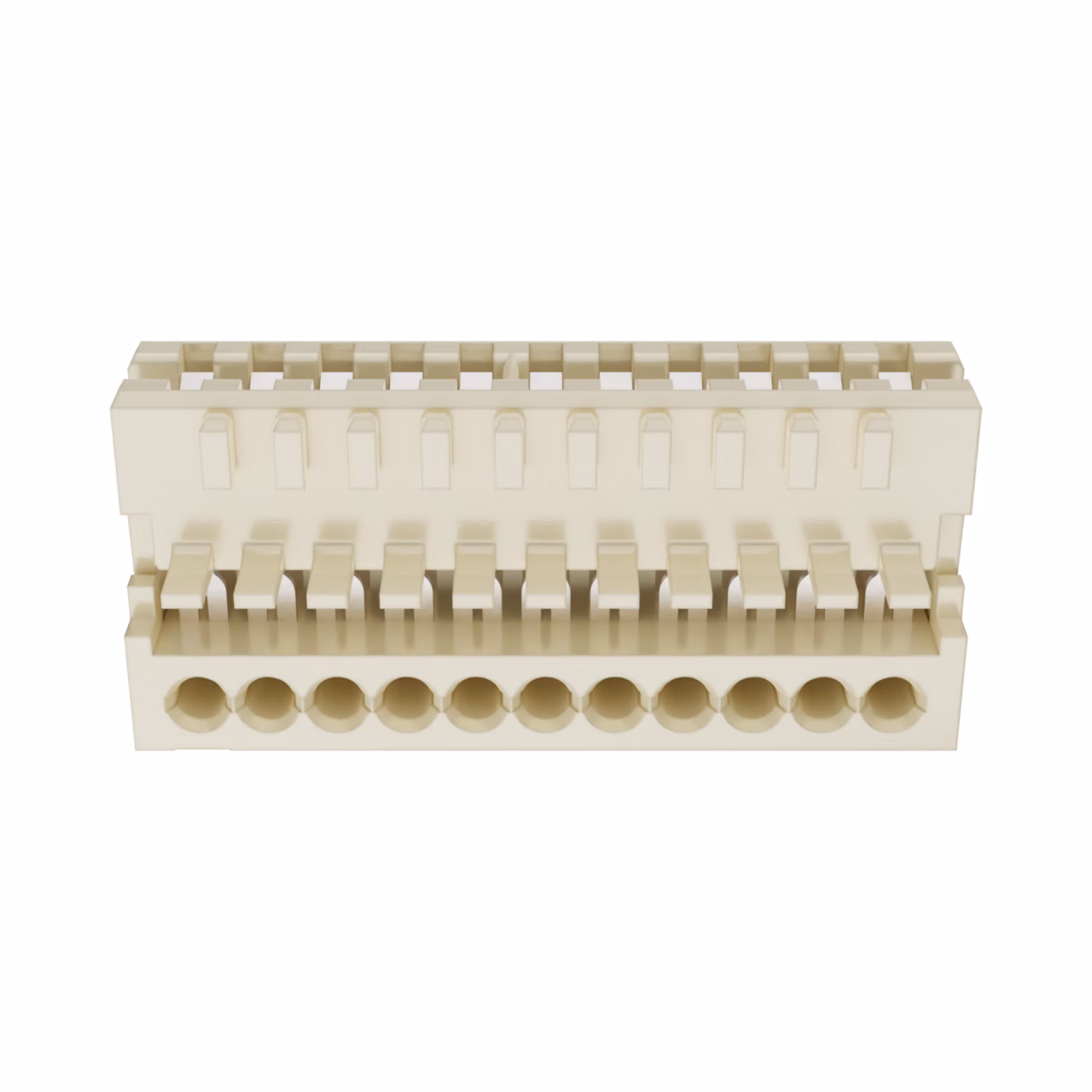 Appli-Mate RAST 2.5 Connector, 2.50mm Pitch, Female, 11 Circuits, Positions A Removed, Polarizing Rib Between 5/6, Locking Pips, Open Endwalls, Tin Plating for sale