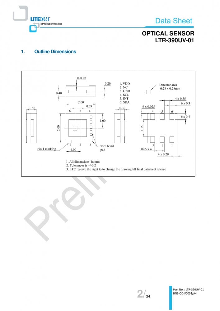 LTR-390UV-01 datasheet page 2