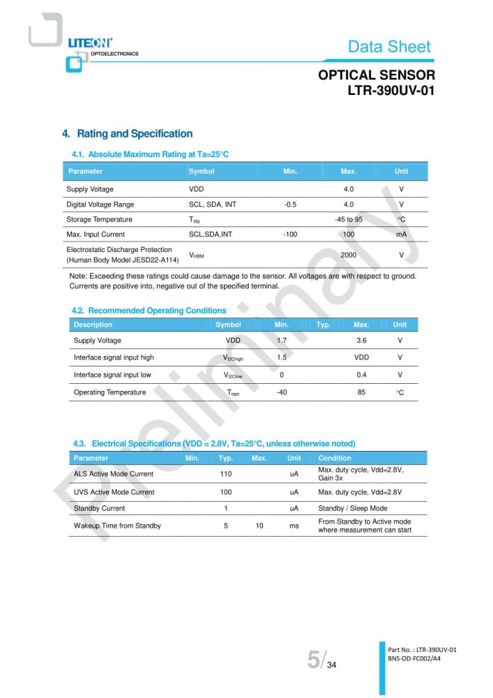 LTR-390UV-01 datasheet page 5