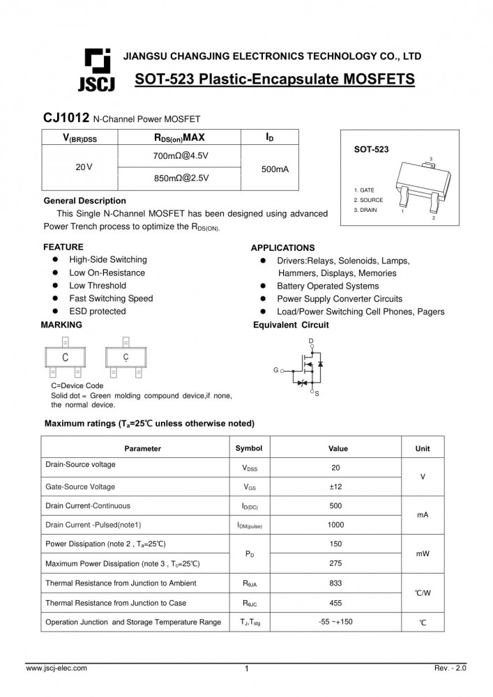 CJ1012 datasheet page 1