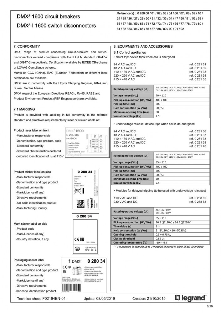 DMX³ 1600 technical document, page 8