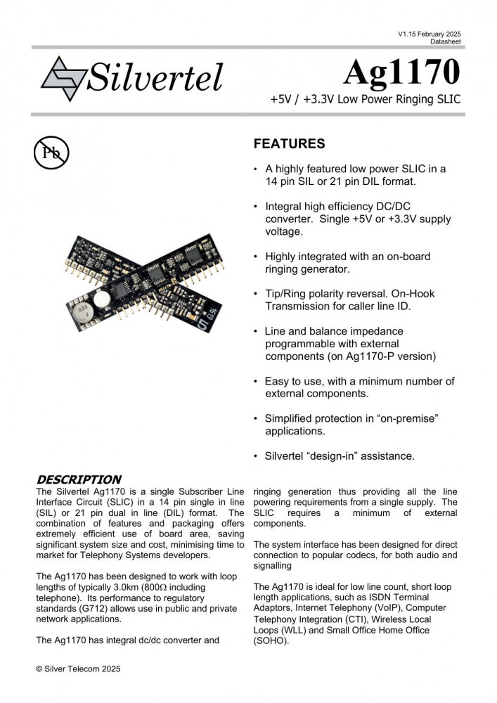 Ag1170 datasheet page 1