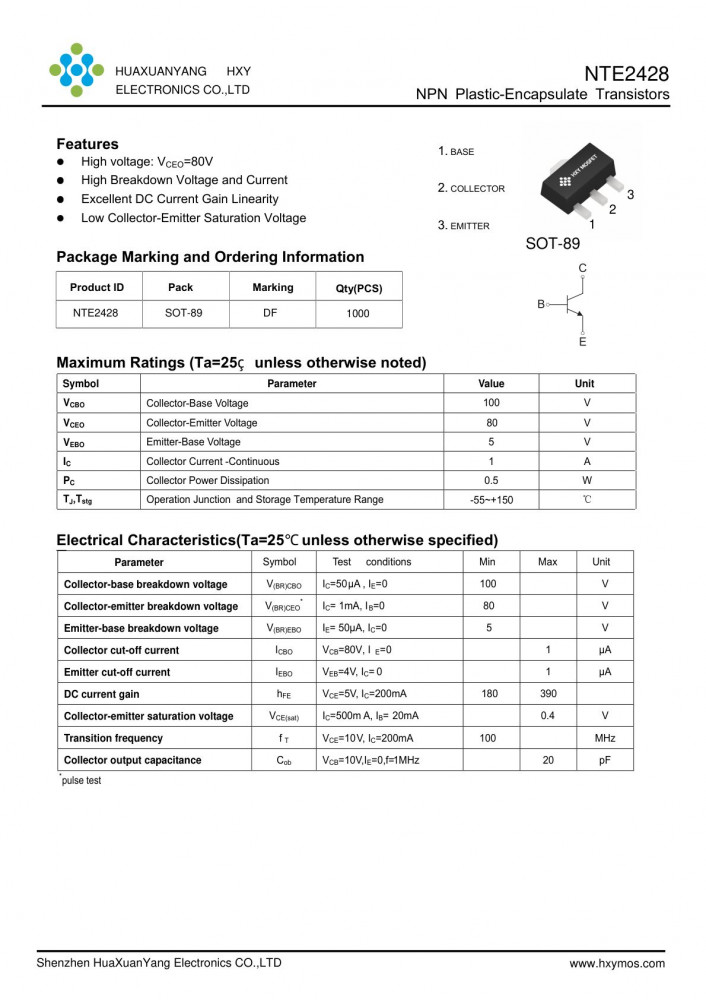 NTE2428-HXY datasheet page 1