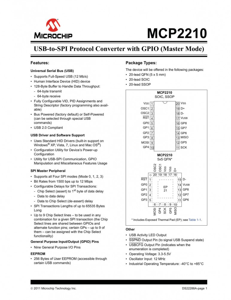 MCP2210 document preview page 1