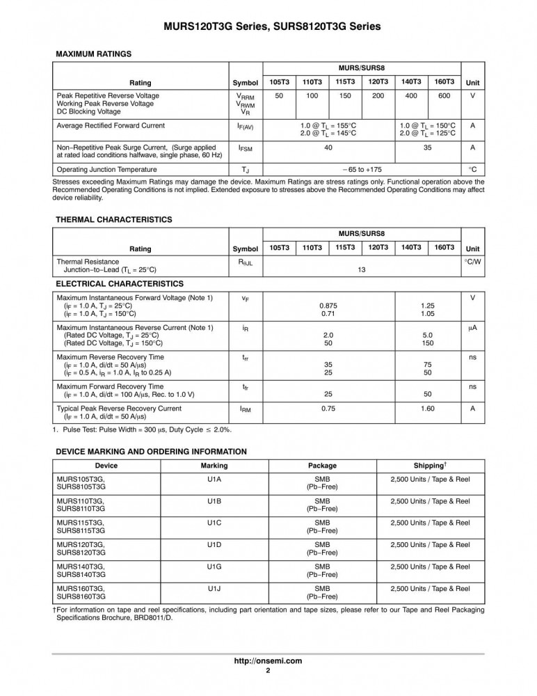 MURS140T3G datasheet page 2