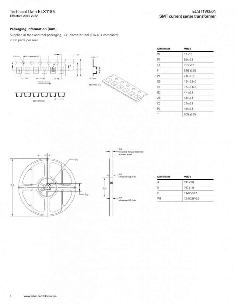 ECST1V0504 solder reflow profile