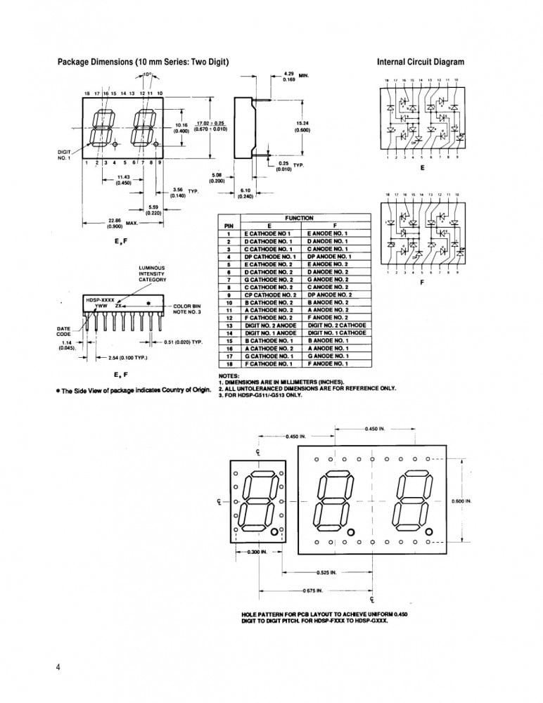 HDSP-F513 datasheet page 4