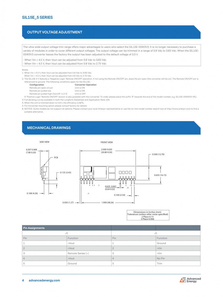 Artesyn SIL15E datasheet page 4