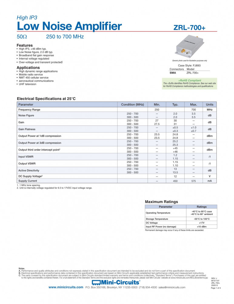 ZRL-700+ technical document, page 1