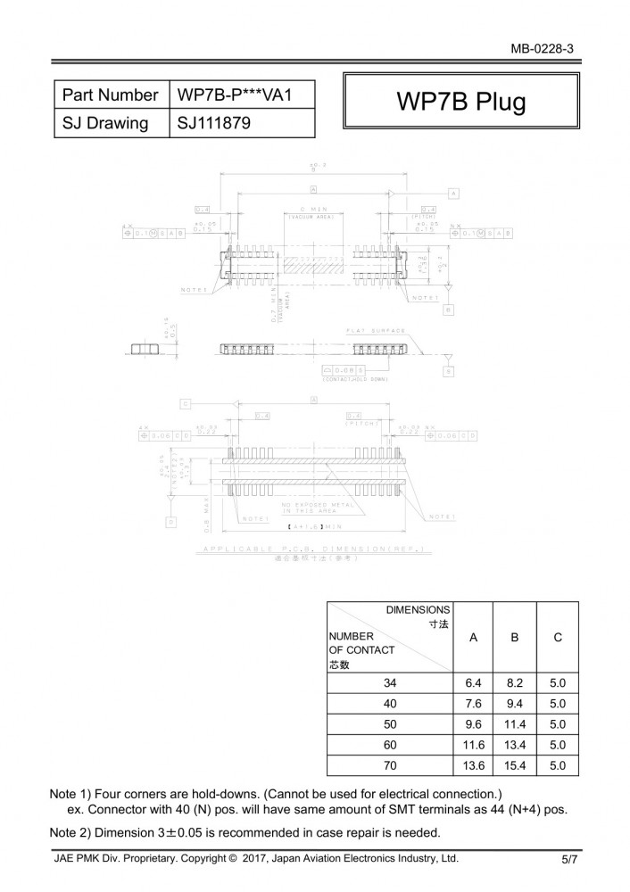JAE WP7 Series document page 5