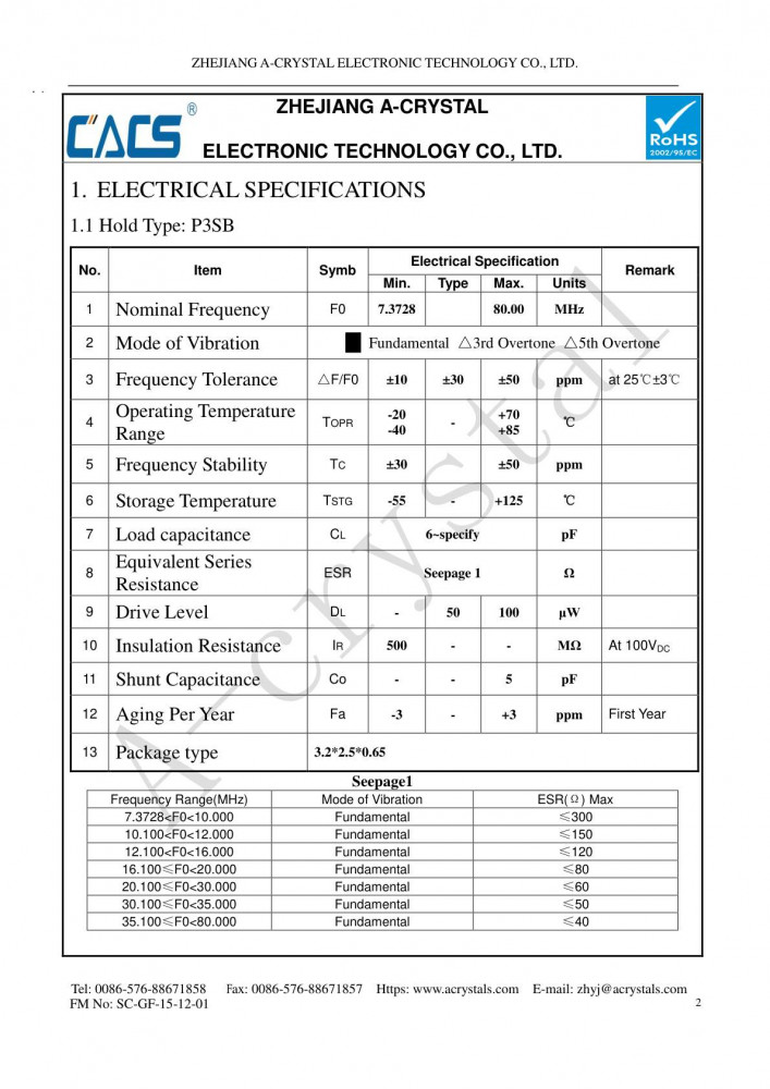A-crystal P3SB package drawing page 2