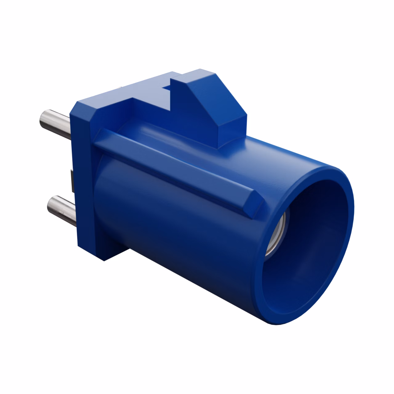 FAKRA Jack, Straight, PCB Receptacle, Through Hole, Die Cast Body, Tin (Sn) Plated, Keying Code C, Blue, 50 Ohms for sale
