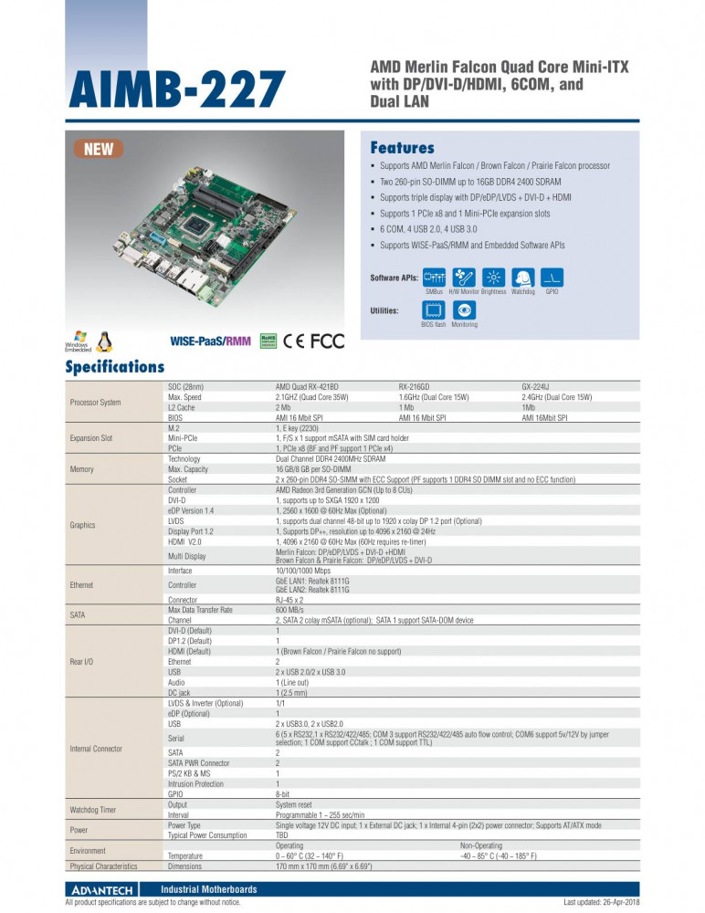 AIMB-227 technical datasheet page 1