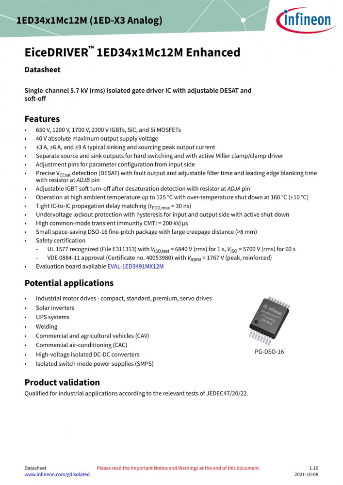 Infineon datasheet page 1
