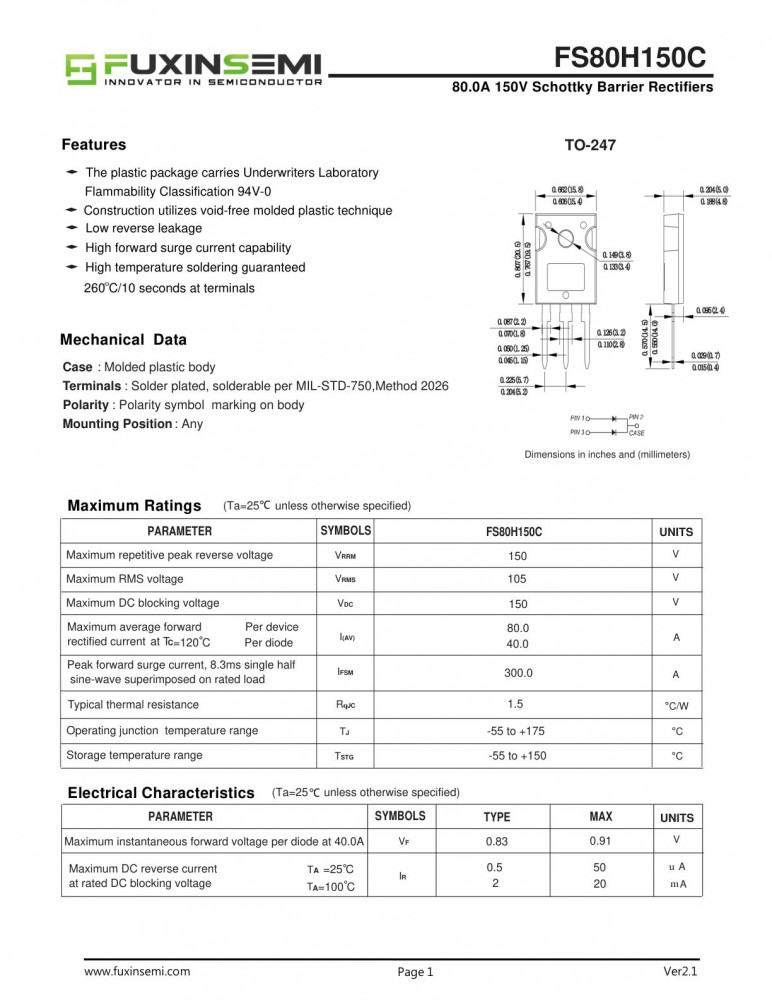FS80H150C datasheet page 1