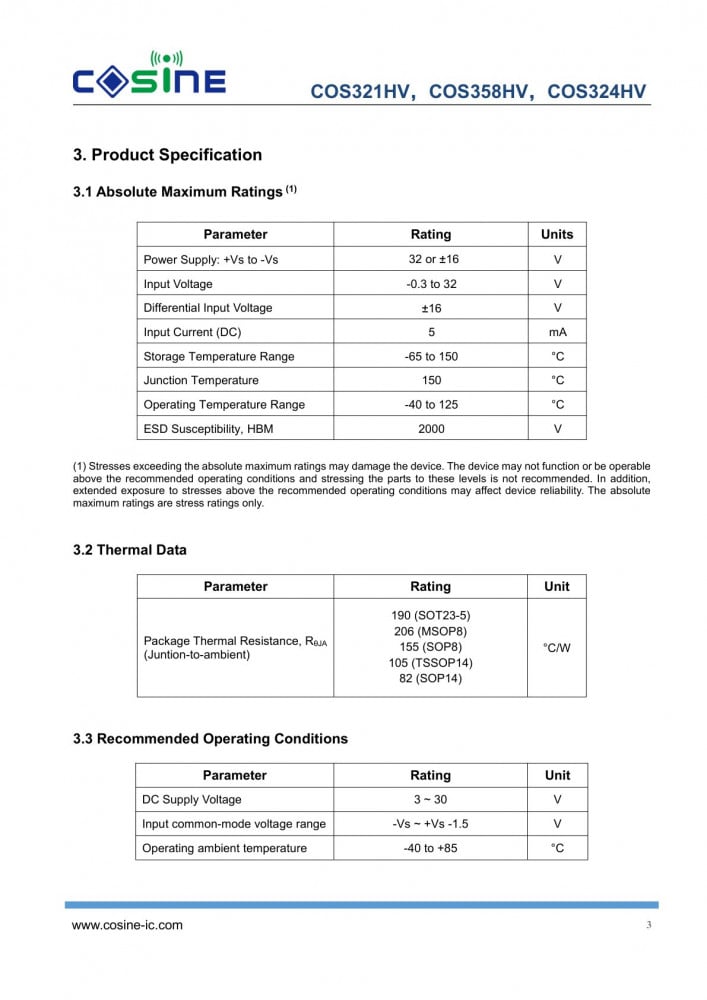 COS324HV datasheet page 3