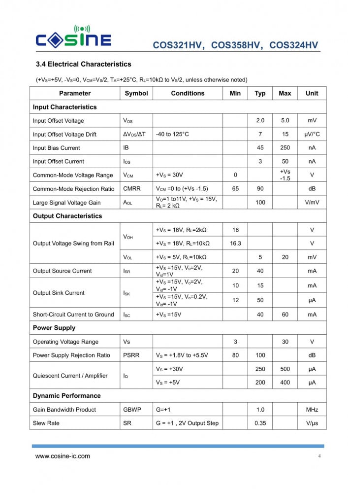 COS324HV datasheet page 4