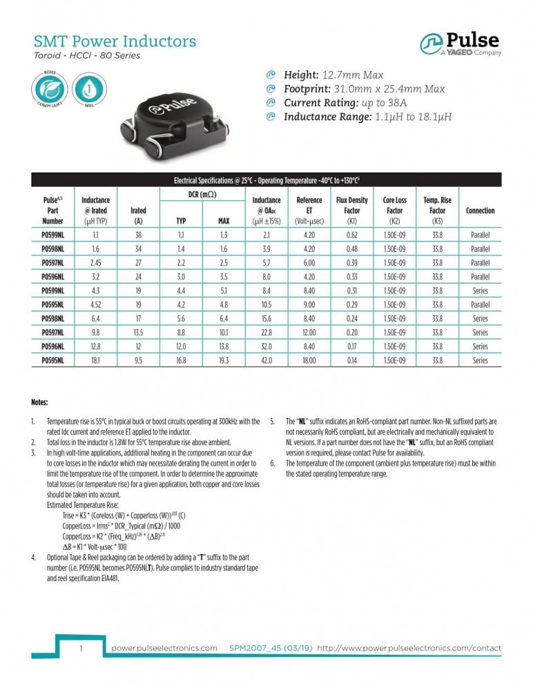 PULSE P0597NL datasheet page 1