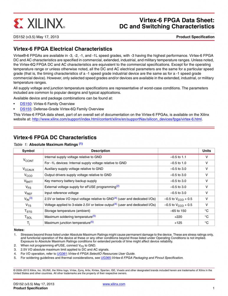 Virtex-6 technical document page 1
