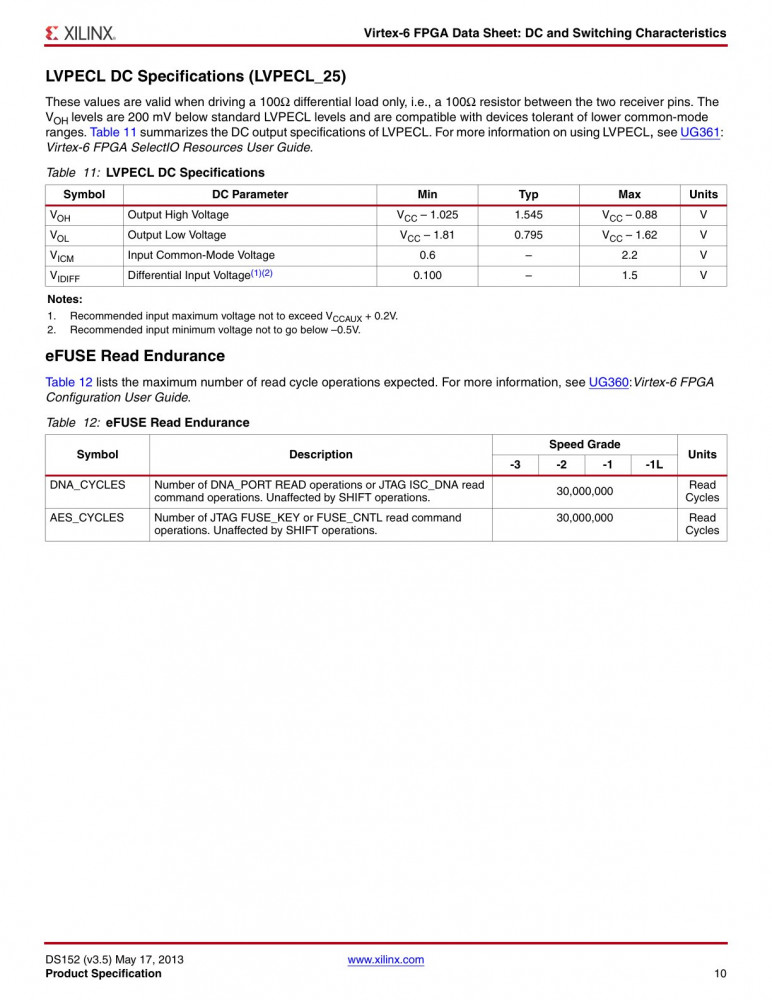 Virtex-6 technical document page 10