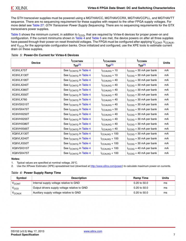 Virtex-6 technical document page 7
