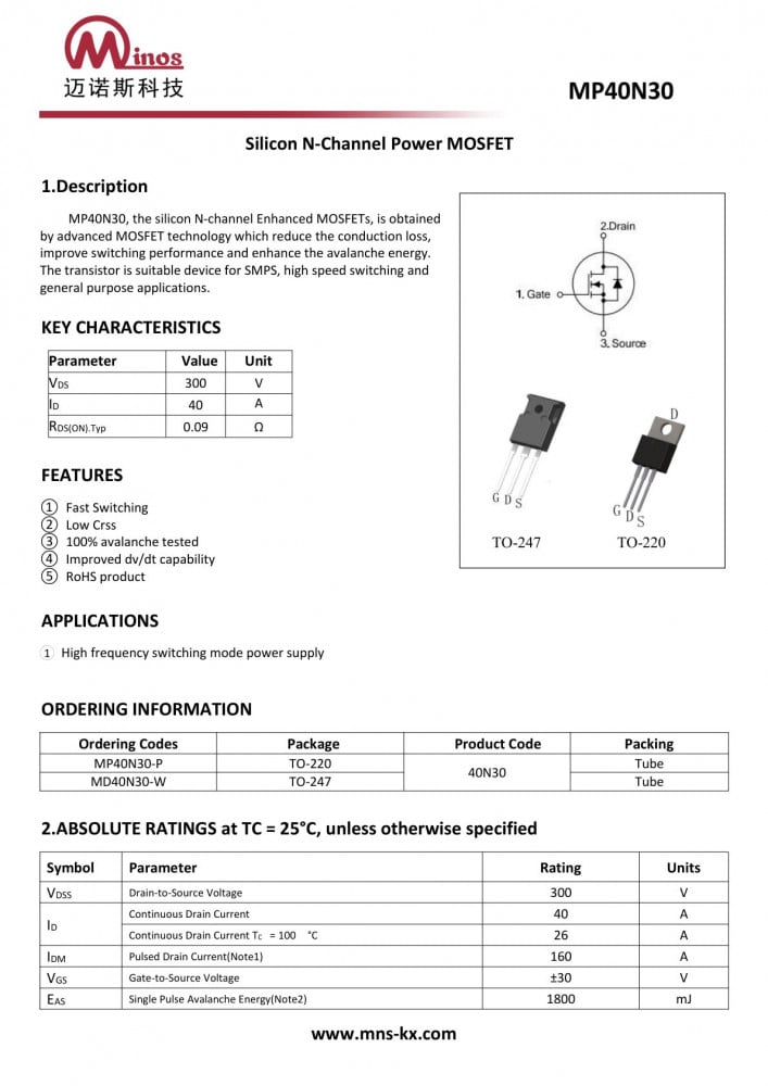 MP40N30P datasheet page 1