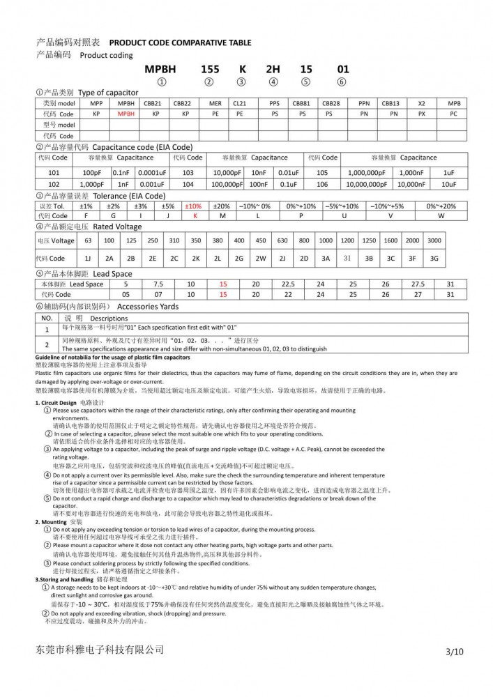 KYET MPBH155K2H1501 specification page 3