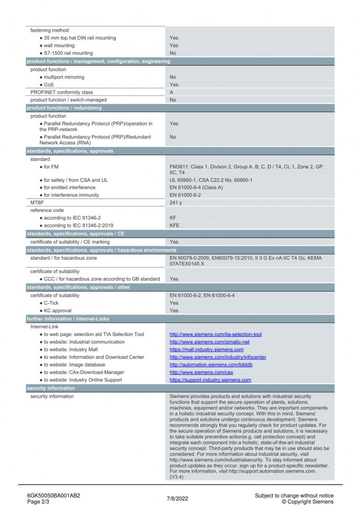 SCALANCE XB005 technical document page 2