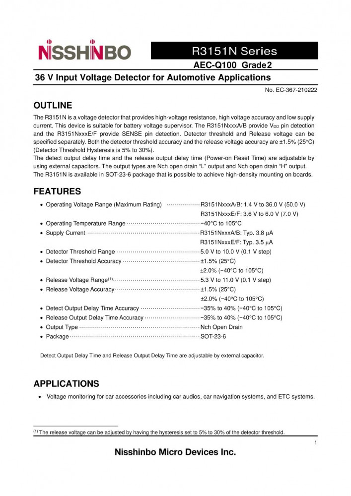 R3151N datasheet page 1