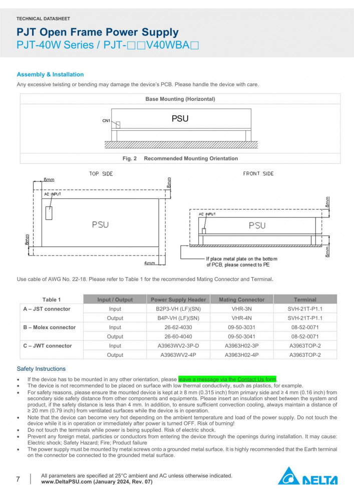 DELTA PJT datasheet page 7