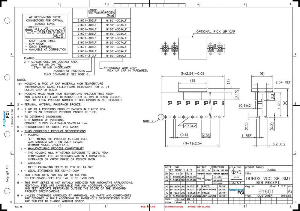 Amphenol 91601 drawing sheet 1