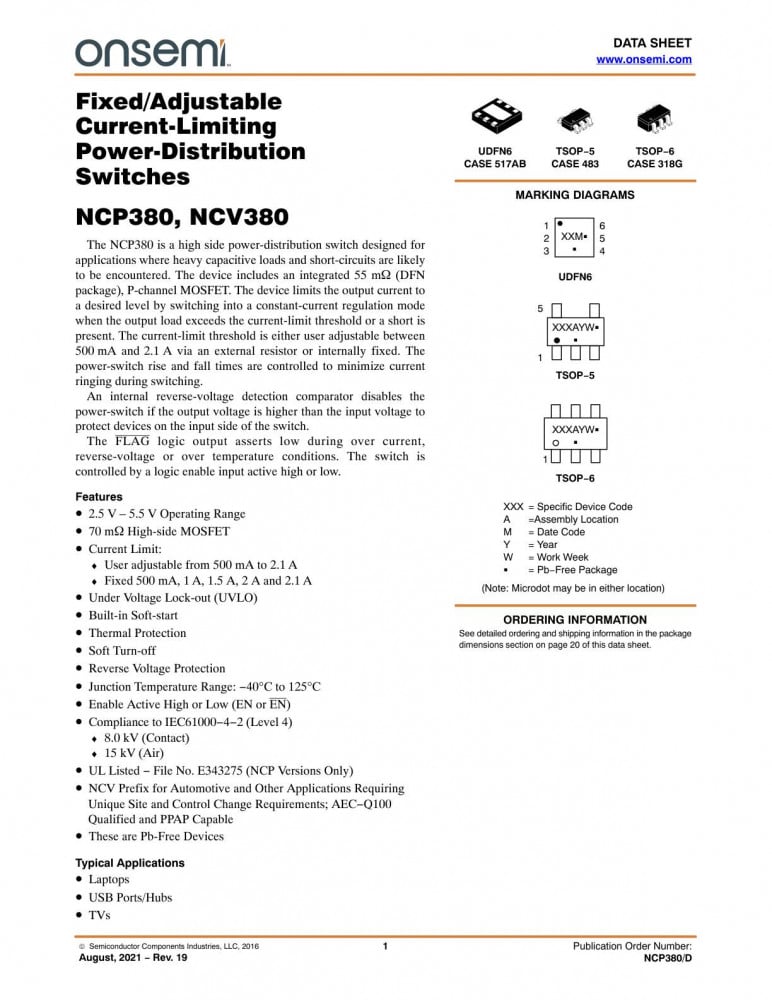 NCP380 datasheet page 1